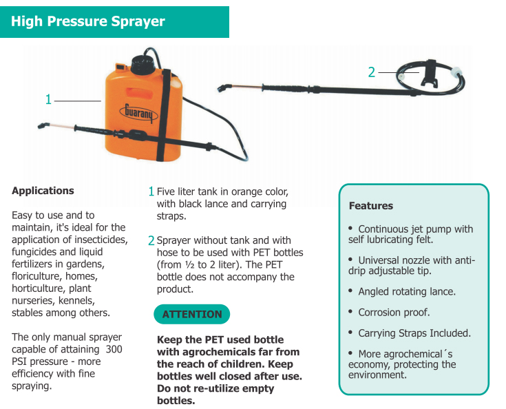 Guarany Super 5 Litre High Pressure Sprayer